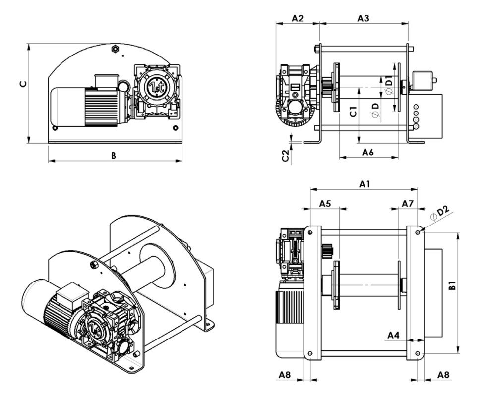 Electric E-winch Gebuwin 250-3000kg Lifting | Haklift